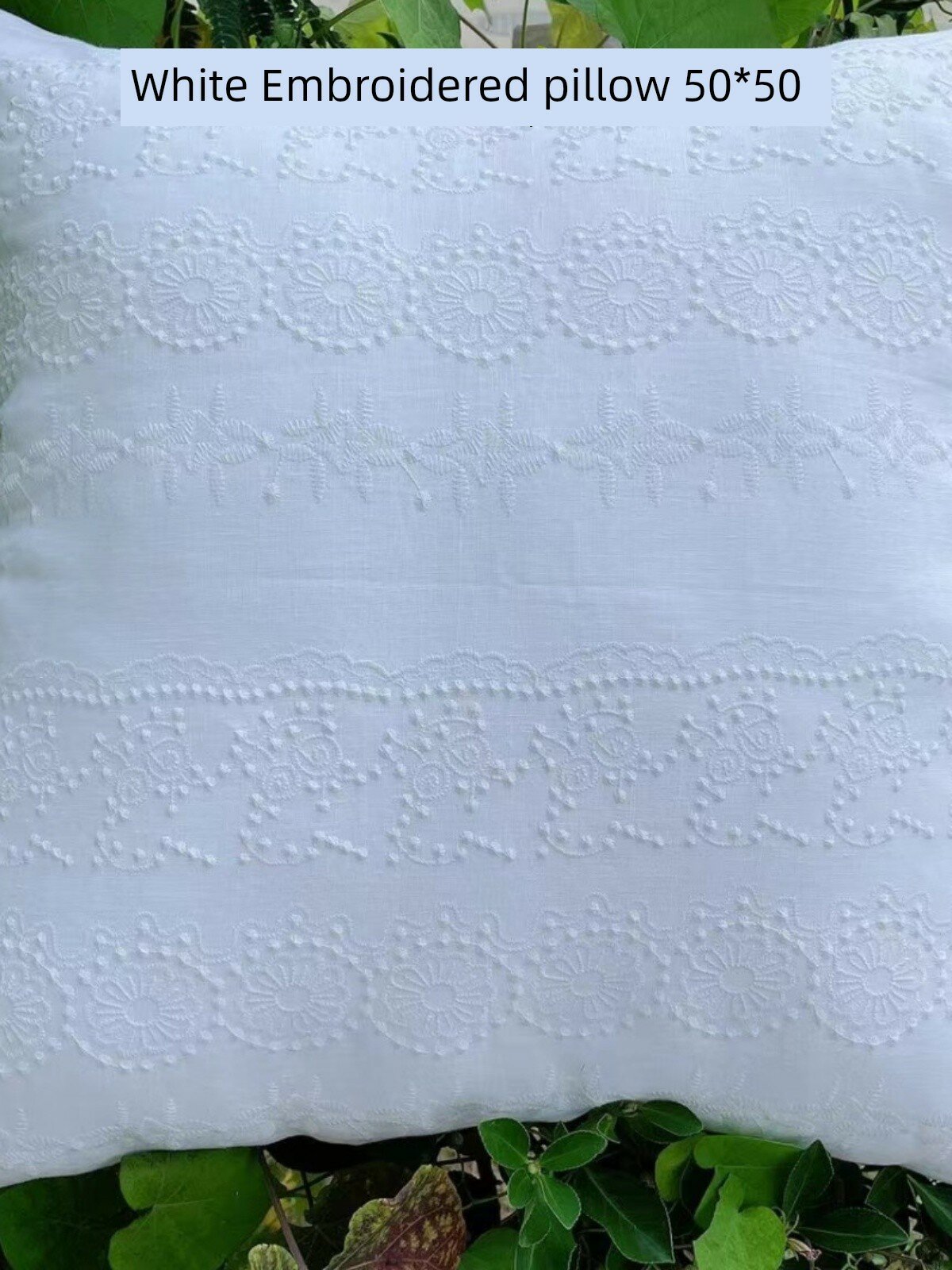 Льняная вышитая подушка для пояса, белый, 30x50см, мягкий хлопковый наполнитель для подушки