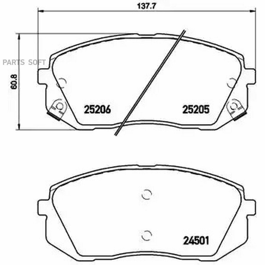 BREMBO P30056 Колодки тормозные HYUNDAI ix35 10-/ i40/KIA SPORTAGE 10-/SOUL 14- передние