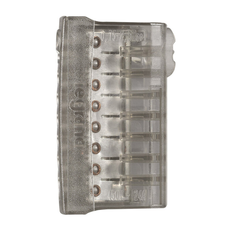 Пружинный клеммник 50шт Nylbloc auto для 8 клемм - 24 A - 450 В серый Legrand 034328