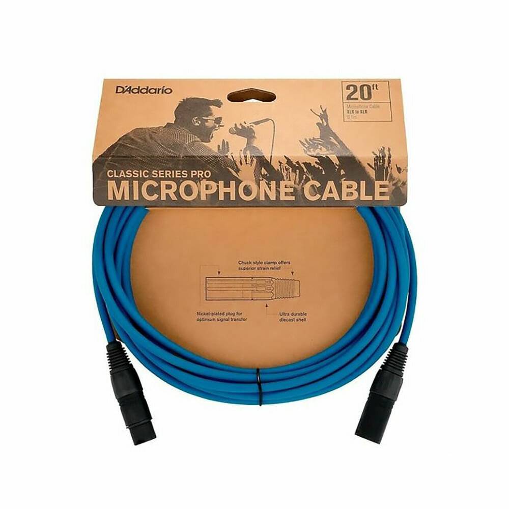Кабель микрофонный D'Addario PW-CPMIC-20BU Classic Series Pro, 6м (прямой-прямой)