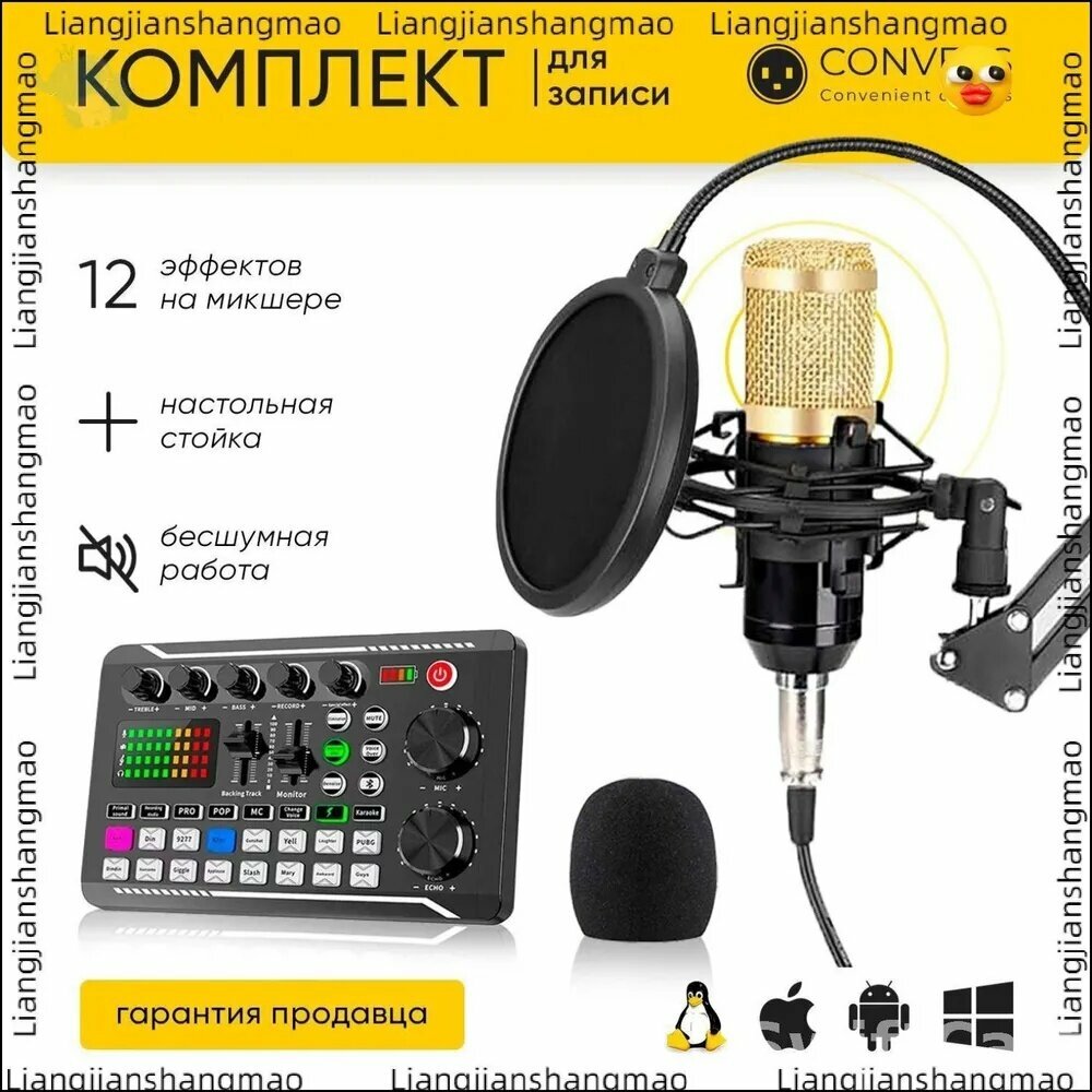 Эксклюзивный комплект для студийной записи с конденсаторным микрофоном и микшером