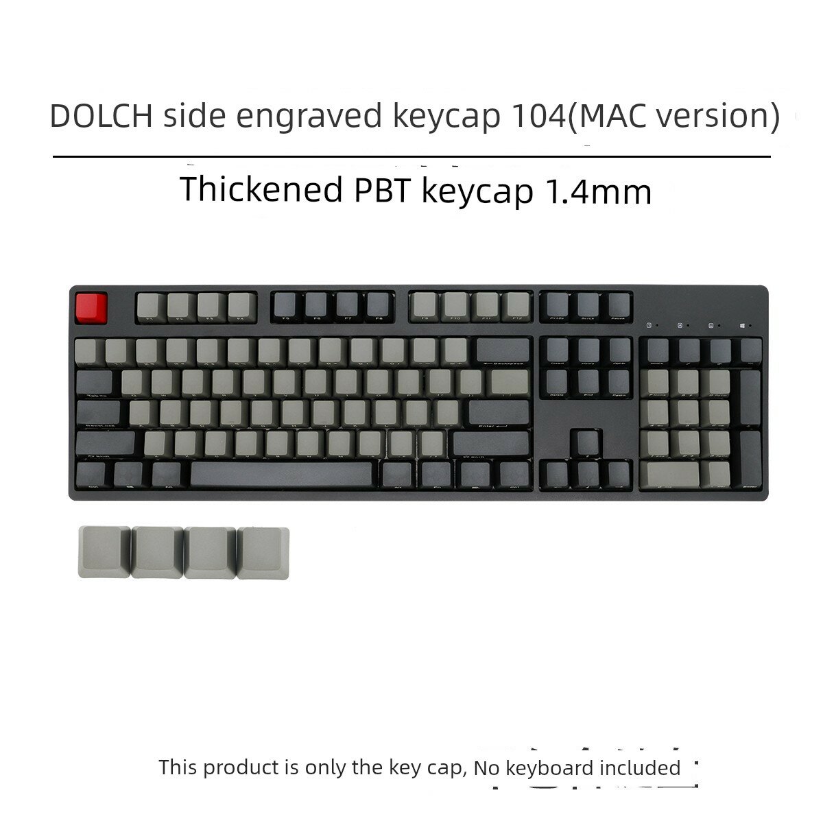 Набор клавиатурных накладок DOLCH с боковой гравировкой из ПБТ для Mac-совместимой 104-клавишной клавиатуры +4 клавиши