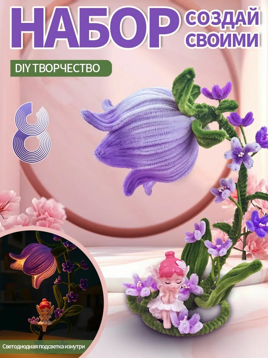 Набор DIY-светильников, для девочек, 3D композиции, фигурки, проволока, клей, гирлянда, энергосбережение