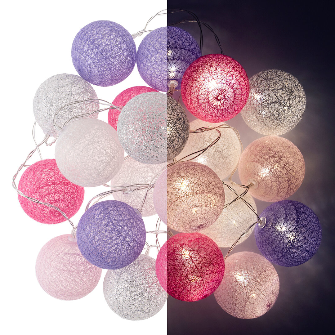 Светодиодная гирлянда Хлопковые клубочки, Микс, 20 Led, IP14