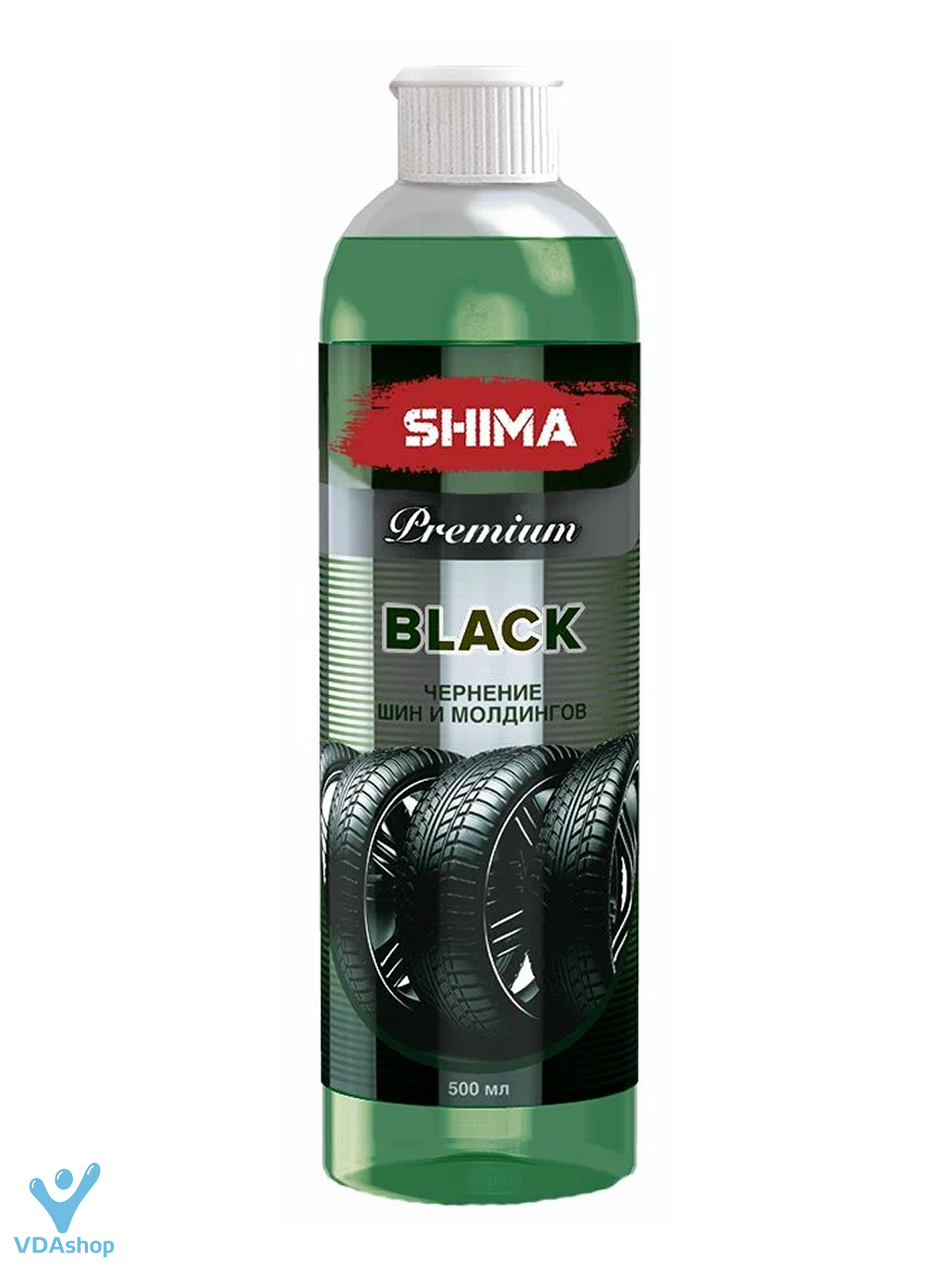 Чернитель шин Shima PREMIUM BLACK, гелевый, для резины и пластика