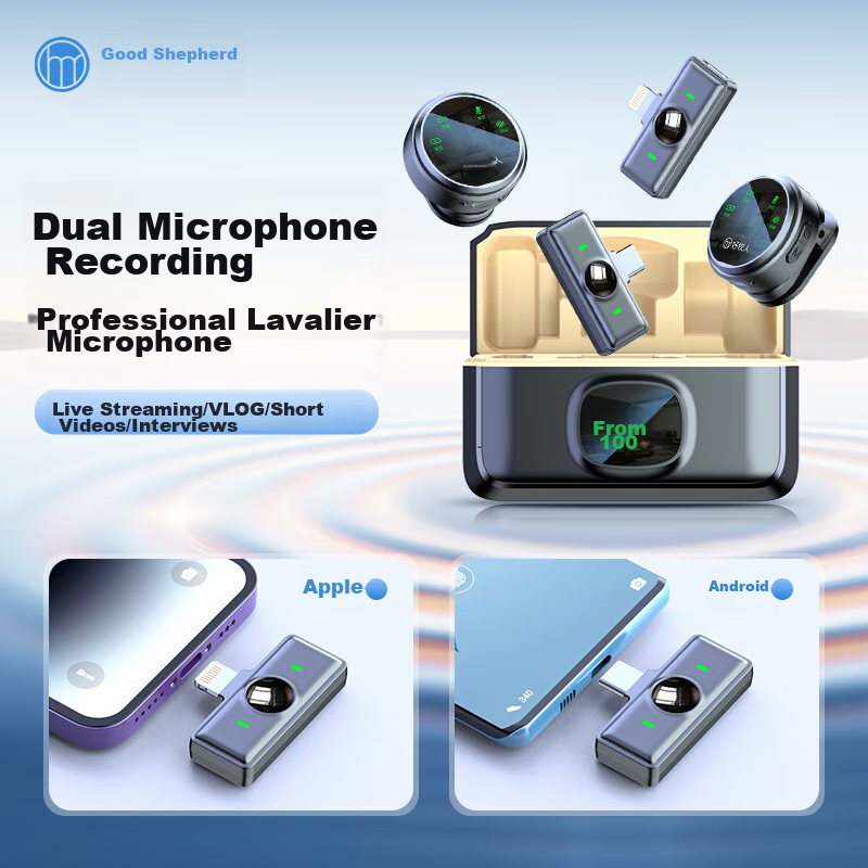 Good Shepherd Wireless Lavalier Microphone, Live Streaming Audio Capture Device, TikTok Host Recording Video, Mobile Phone Dedicated, Outdoor Noise Reduction, Professional Button Earphone, Computer Microphone, One-To Universal