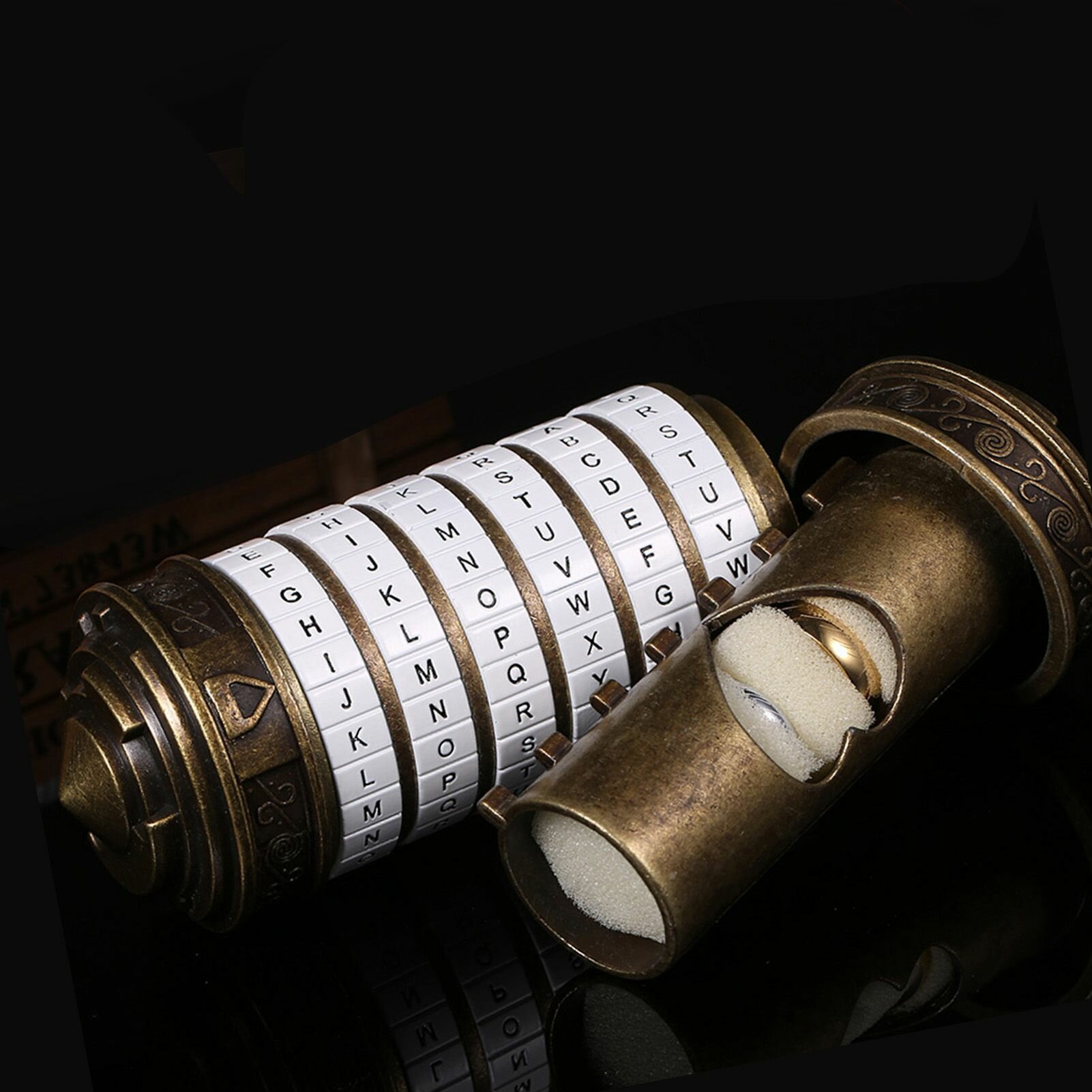 Кодовое кольцо-пазл "Да Винчи", без клея (белое+латунь)