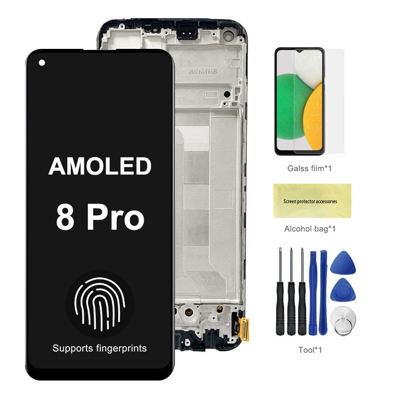 Дисплейный модуль AMOLED для OPPO Realme 8 4G RMX3085 Realme 8 Pro RMX3081 с тачскрином в сборе, замена