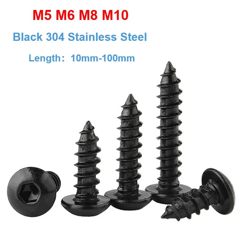 Саморезы из нержавеющей стали 304 черные M5 M6 M8 M10 M10-2pcs, 80mm