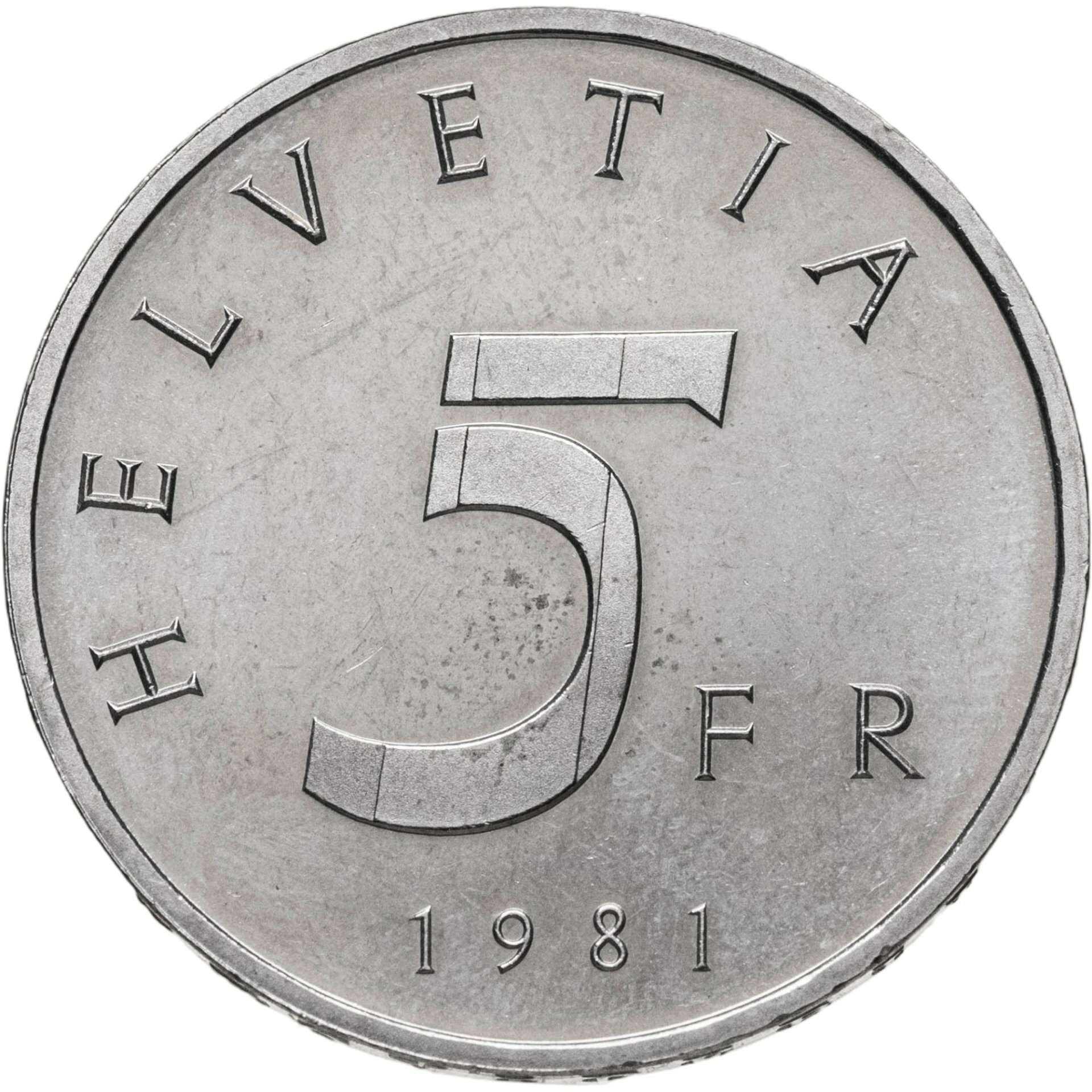 Швейцария 5 франков francs 1981 500 лет Станской Конвенции 1481 года, Мельхиор медь-никель, в сохранности AU