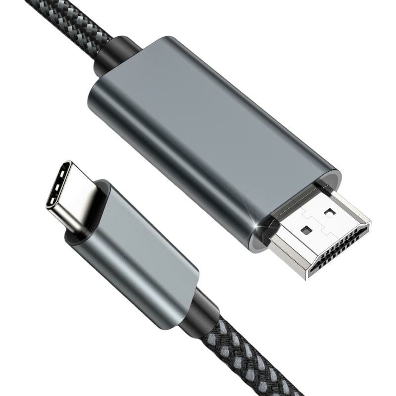 Кабель USB-C — HDMI 4K, серо-голубой - прямая голова