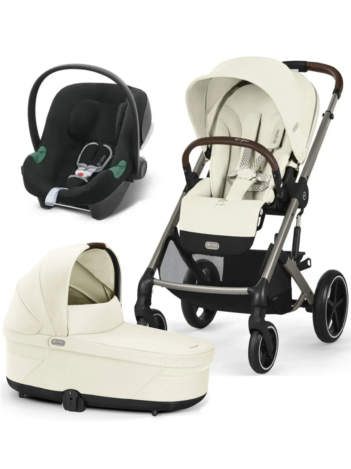 Коляска 3 в 1 Cybex Balios S Lux New TPE Seashell Beige с дождевиком