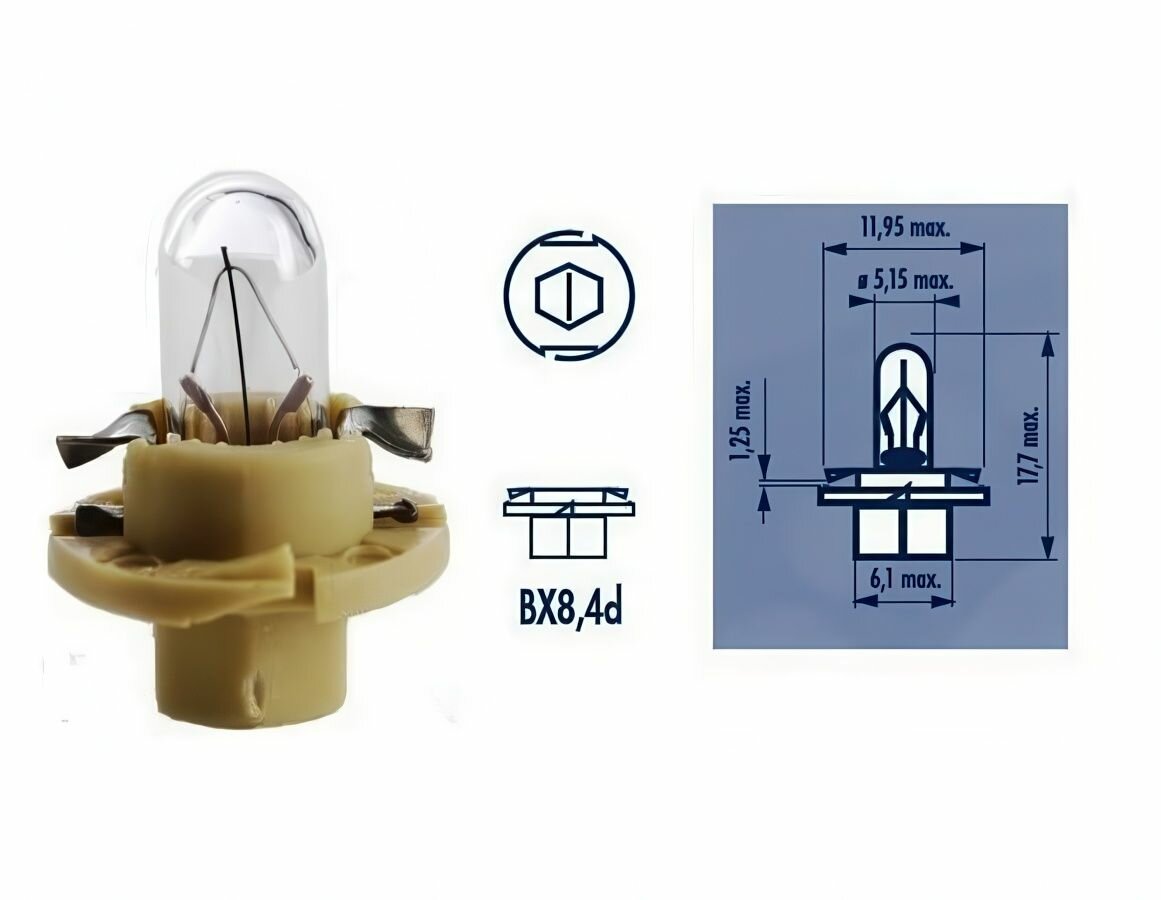 Автолампа BAX1.8W (BX8.4d) 12V, 10 шт