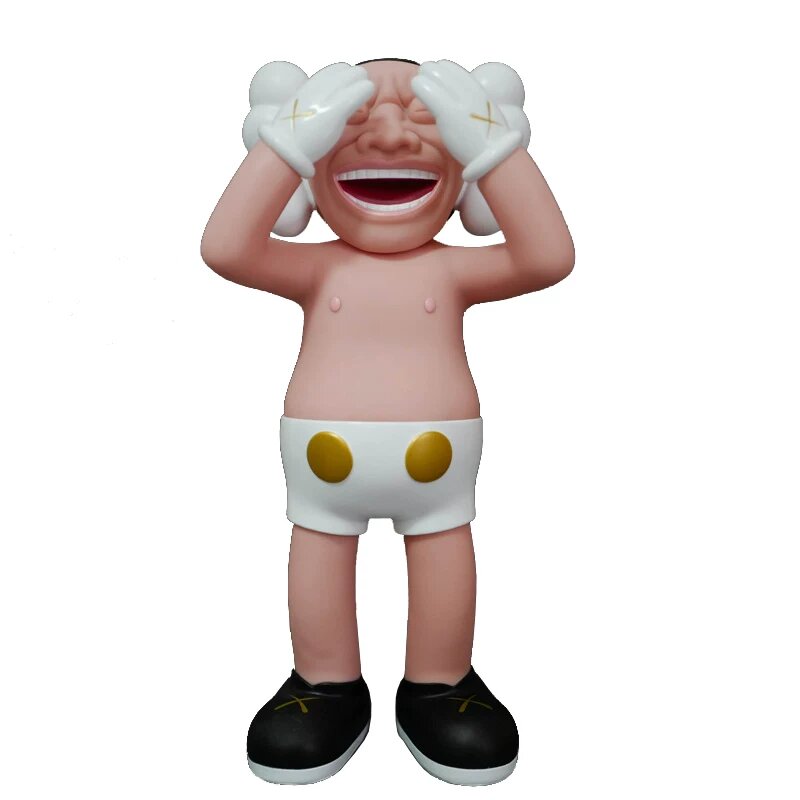 Официальная фигурка KAWS x Yue Minjun с улыбкой, высотой 30 см, из ПВХ пластика, коллекционный аксессуар для стола и
