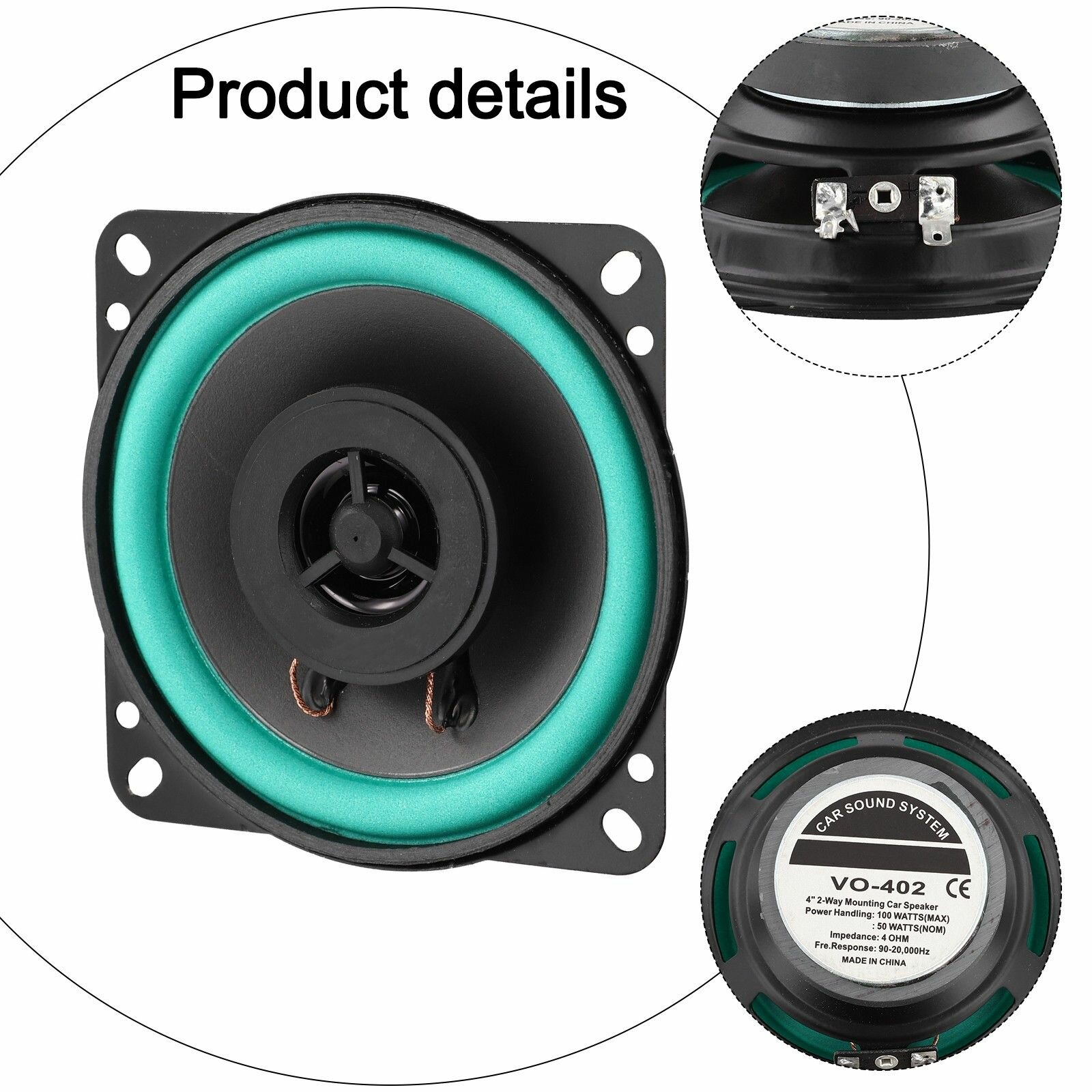 Коаксиальные автомобильные динамики 6,5" 12В 4Ω 100Вт HiFi — дверные стереоколонки 90–20000 Гц универсальные авто