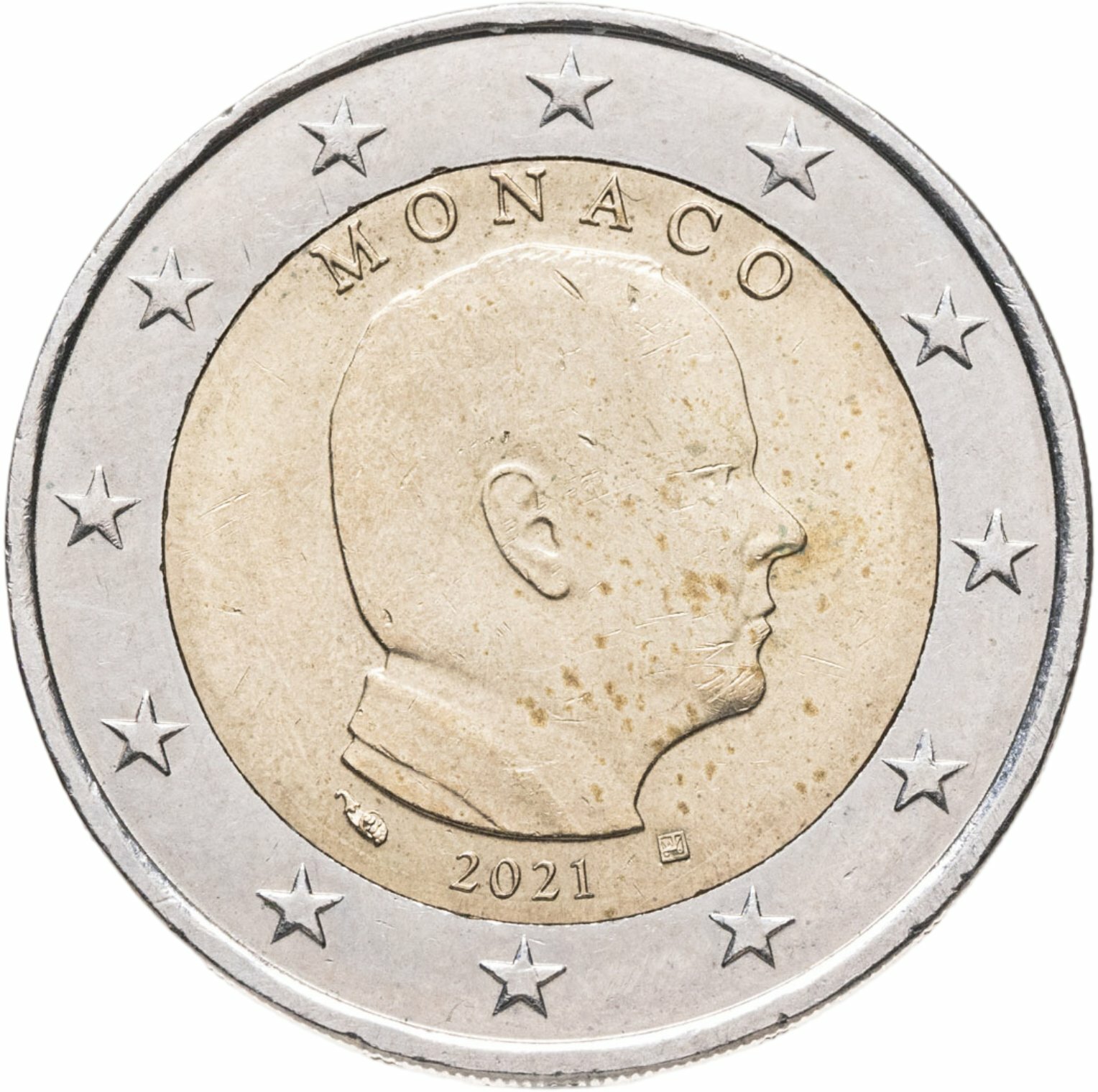 Монако 2 евро 2021, Биметалл, в сохранности AU