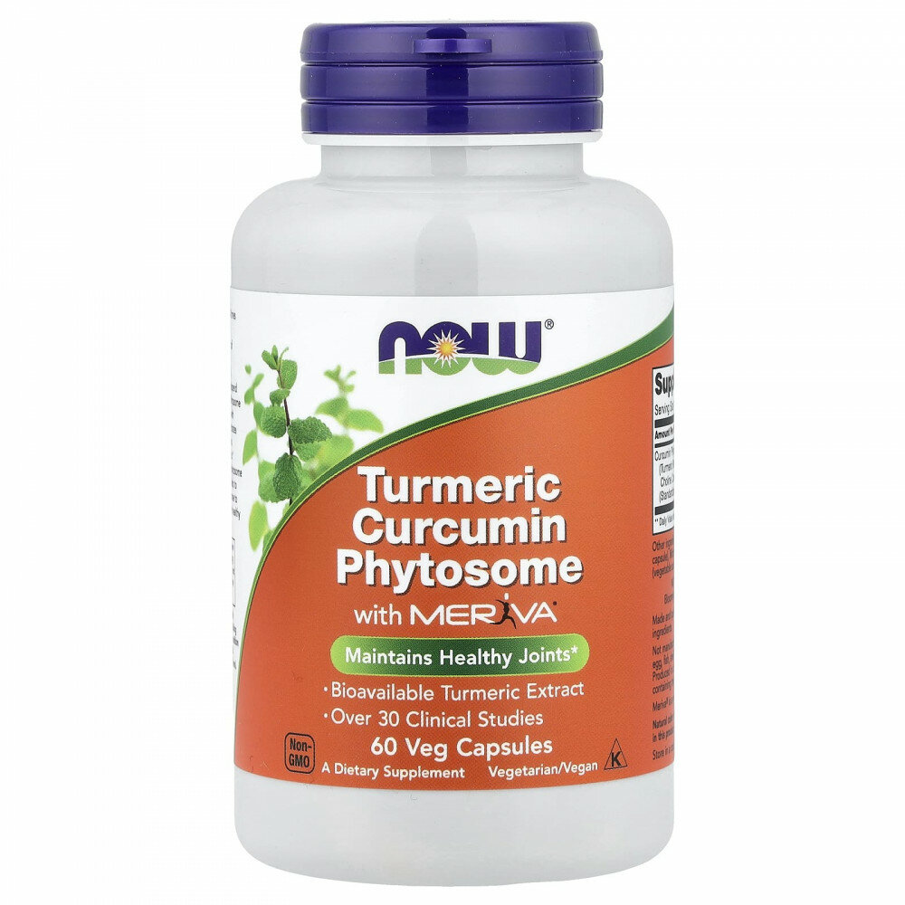 NOW Foods, фитосомы куркумина из куркумы с Meriva®, 60 растительных капсул (500 мг в 1 капсуле)