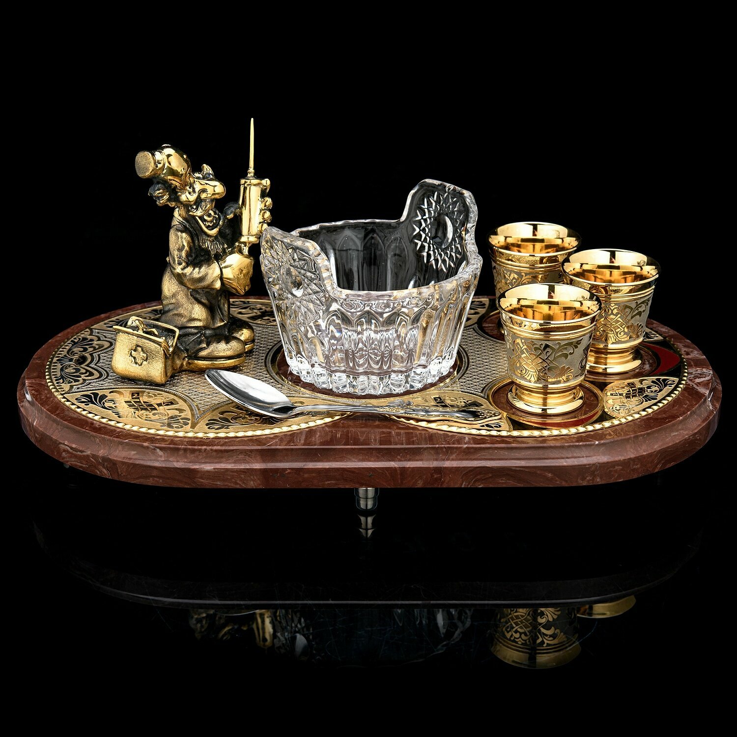 0080000 Златоуст икорница композиция доктор с 3-мя стопками