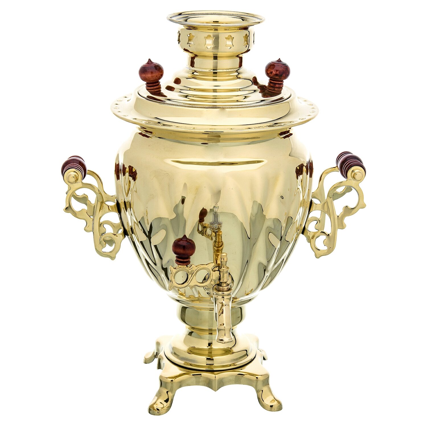 0076191/3л-желудь Самовар электрический с ажурными ручками, латунный,3 л