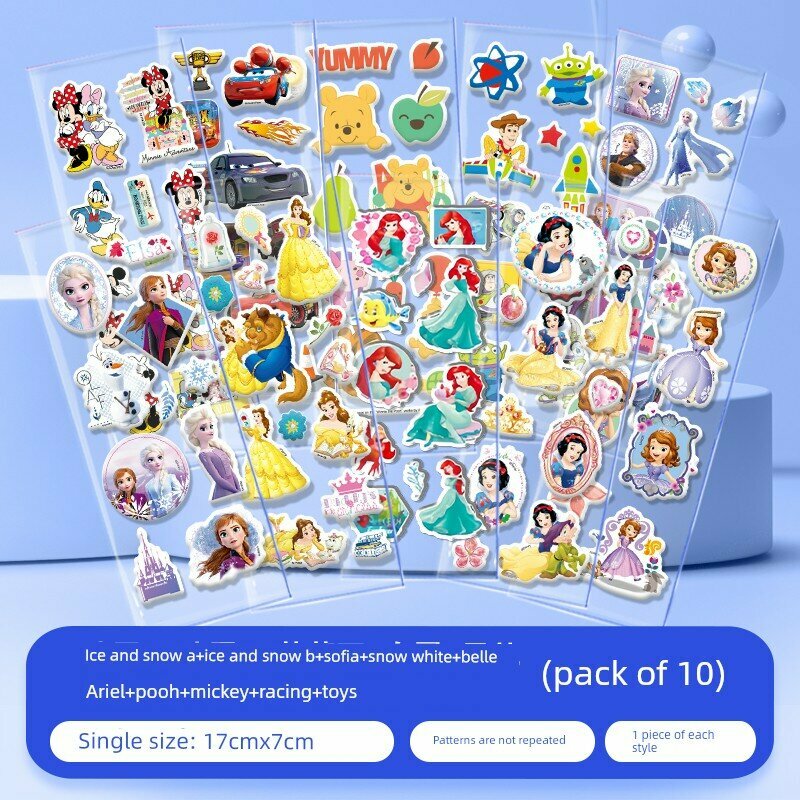 Коллекция мультфильмов Disney: 10 уникальных наклеек из 10 анимационных фильмов для детей