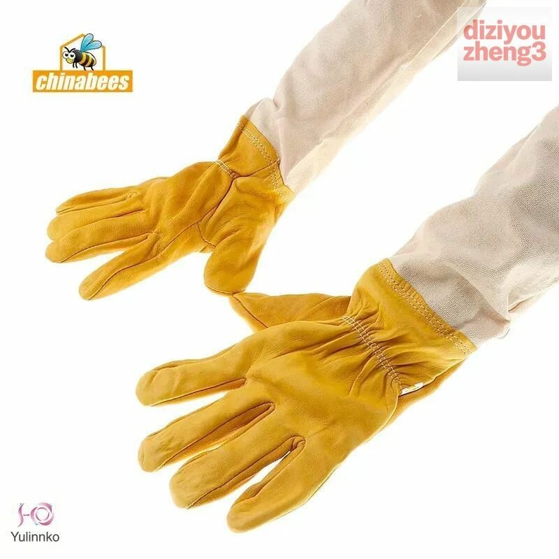 Профессиональные перчатки пчеловода XXL из натуральной кожи с защитными нарукавниками