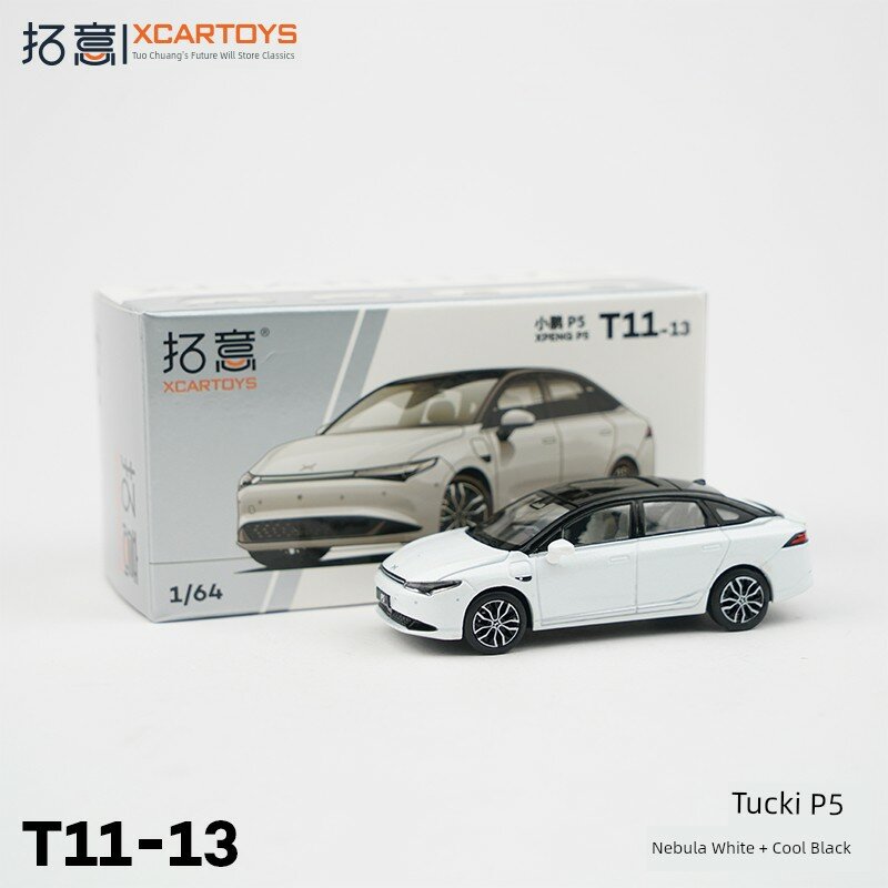 Коллекционная модель автомобиля XPeng P5 в масштабе 1/64 из металла, Star Cloud White и Cool Black