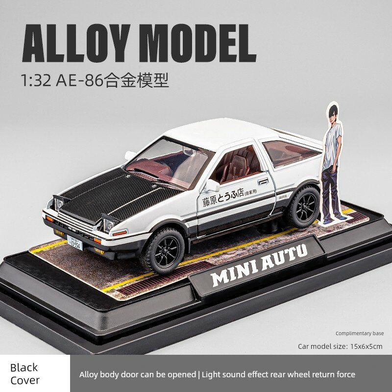 Модель автомобиля Toyota AE86 JDM из сплава, черная капот, масштаб 1:18 для любителей автомобилей