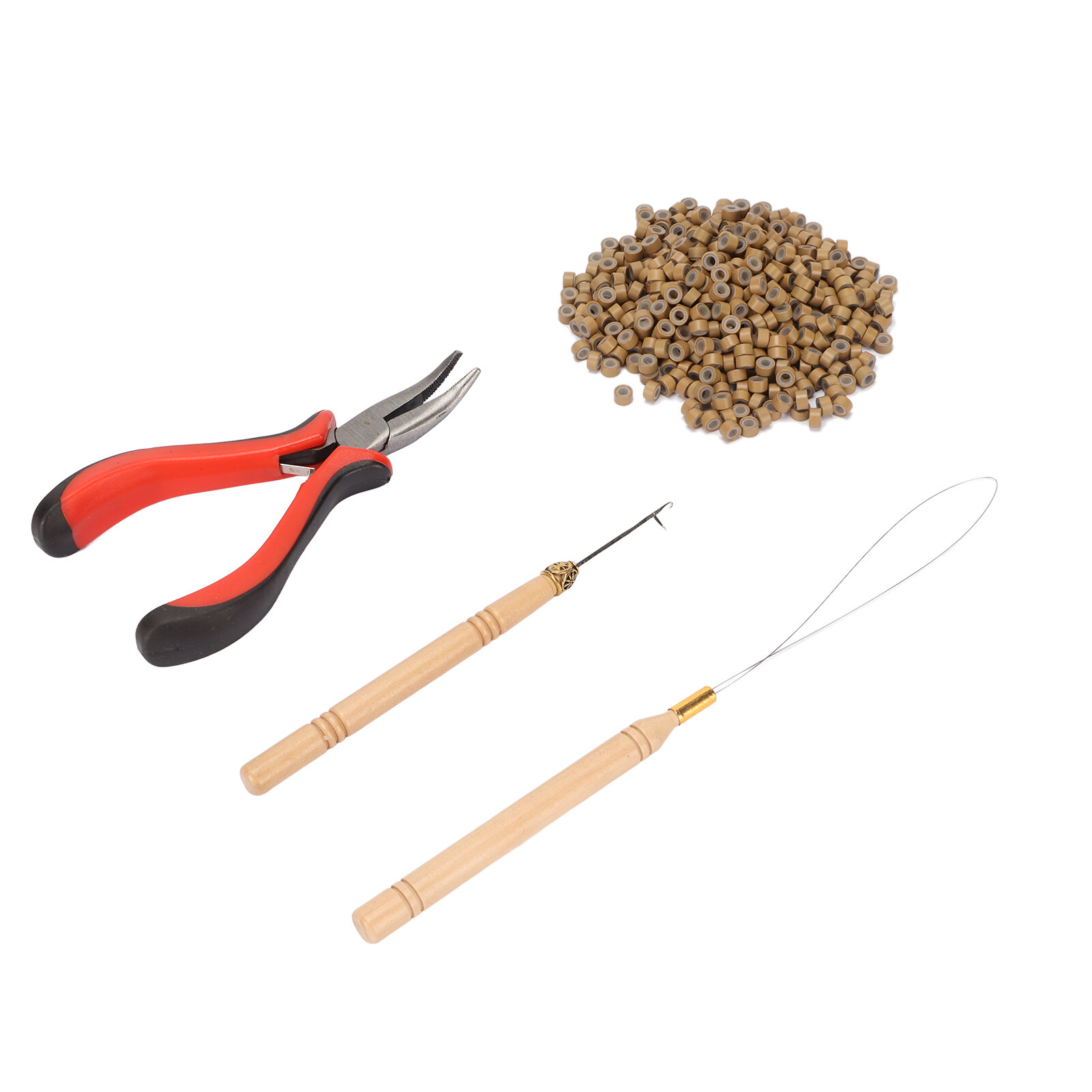 Набор инструментов для наращивания волос Микросиликоновые кольца Бусина с плоскогубцами Крючок для вязания крючком Инструмент для наращивания волос 7 200 шт. Кольца для волос