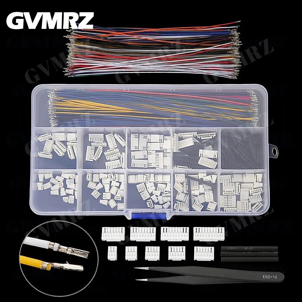 GH1.25MM Мужской штекер обжимной кабель Клеммная проводная сборка в коробке 2P 3P 4P 5P 6P 7P 8P 9P 10P с пинцетом, кабель 28AWG