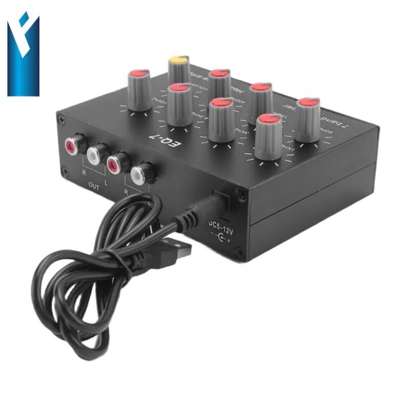 (Y H C U) EQ-7 Car Audio Headset Amplifier 7-Band EQ Equalizer 2-канальный цифровой звуковой эквалайзер
