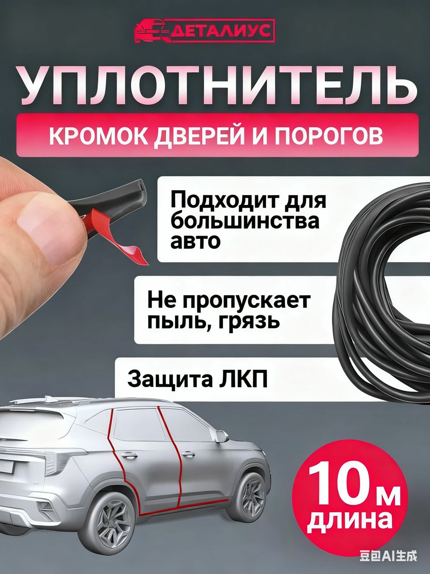 П-образный самоклеящийся уплотнитель 7,5 м для защиты кромки дверей и порогов, универсальный
