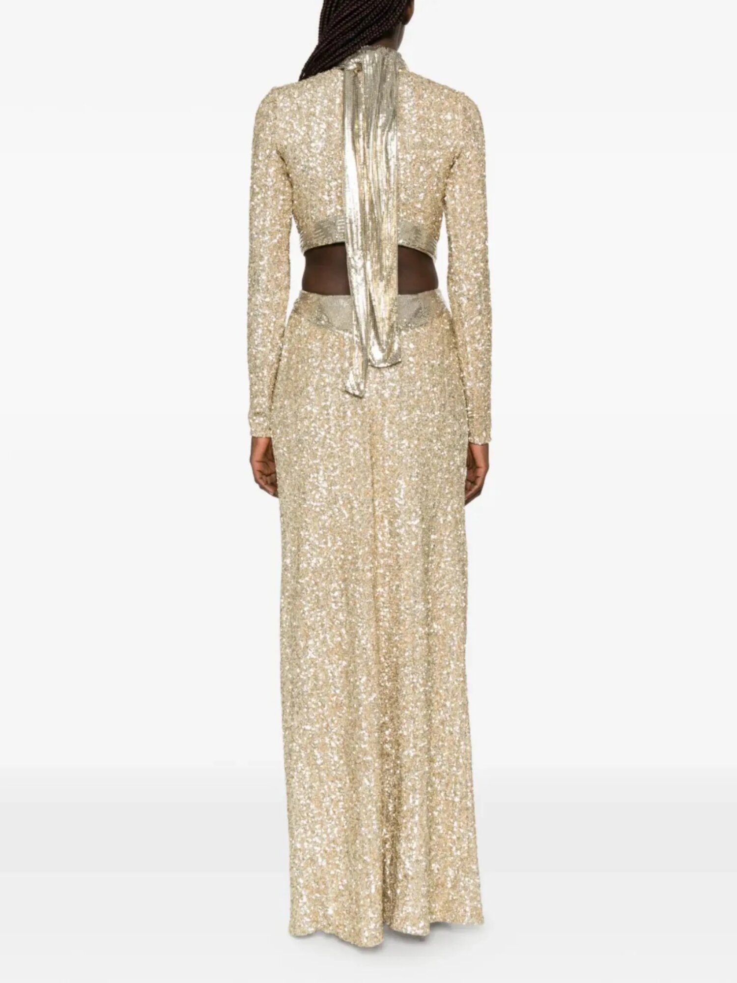 Платье rabanne Sequin-embellished maxi dress, размер 36, золотистый — фото 1