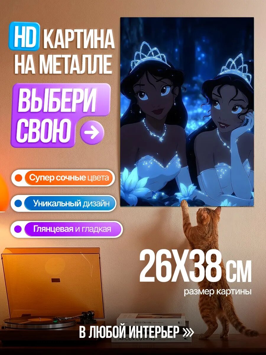 Картина на HD металле Две принцессы Жасмин