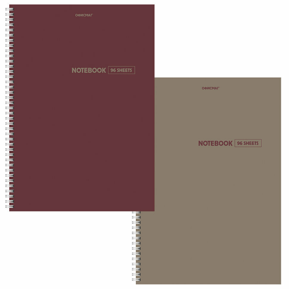 Тетрадь А4 96 л. Офисмаг гребень, клетка, обложка картон, моранди, 405635, 405635