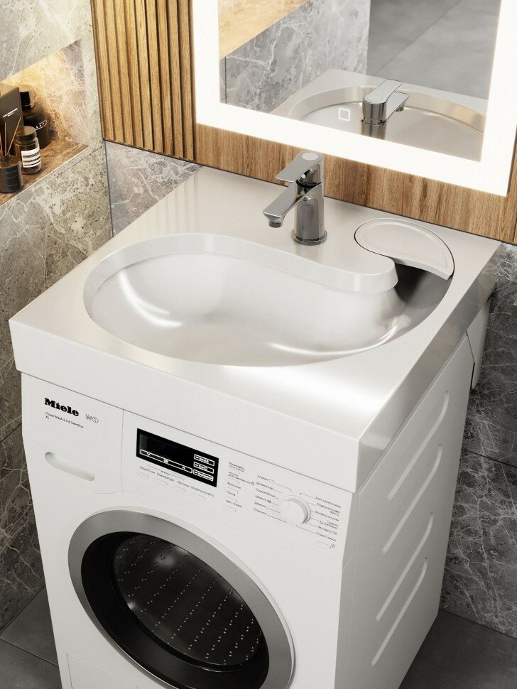 Раковина над стиральной машиной Uperwood Comforty 60х60х11 см, белая глянцевая