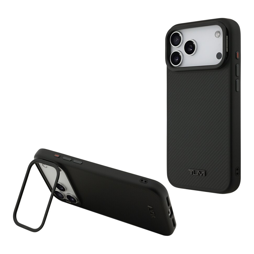 TUMI кевларовый чехол MagSafe для iPhone 17 Pro Max, Kevlar Ultra Slim с подставкой, черный