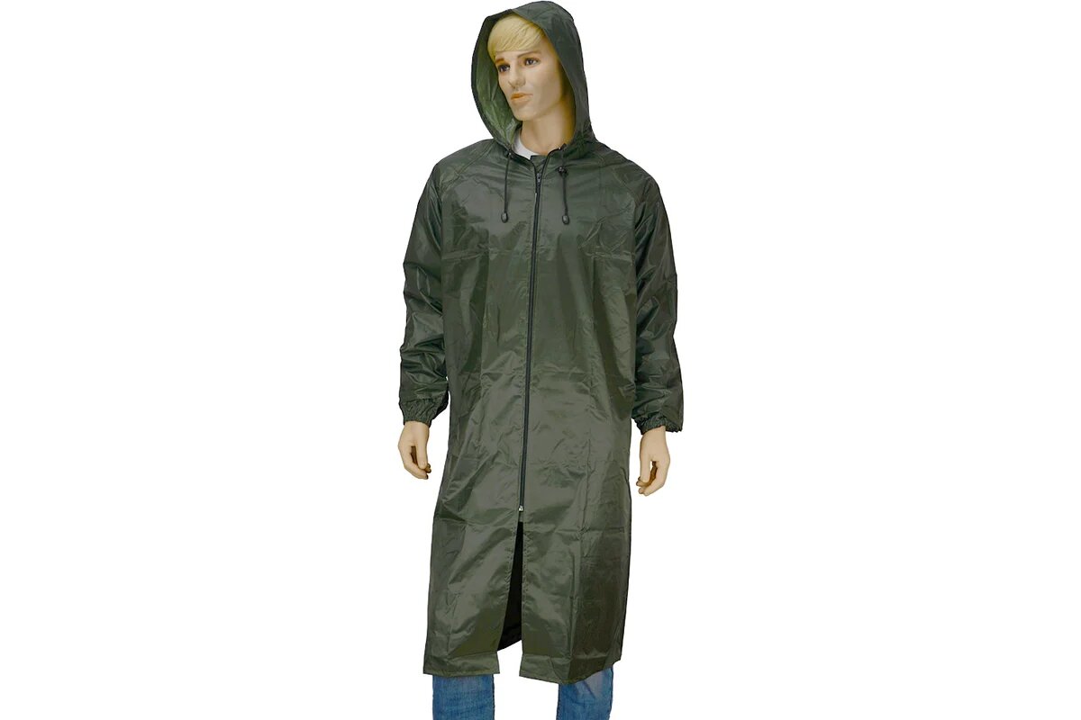Плащ Костромская Текстильная Компания Стандарт тафета пвх Хаки XL 225 г/м² влагозащитный с капюшоном и молнией