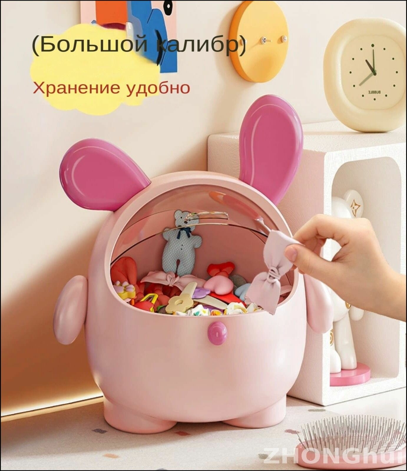Розовый контейнер для десертов в форме кролика