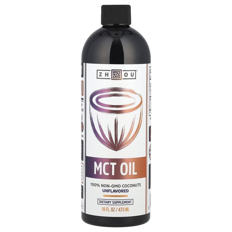 Zhou Nutrition МСТ масло 473 мл для энергии, похудения и улучшения обмена веществ, источник среднецепочечных триглицеридов