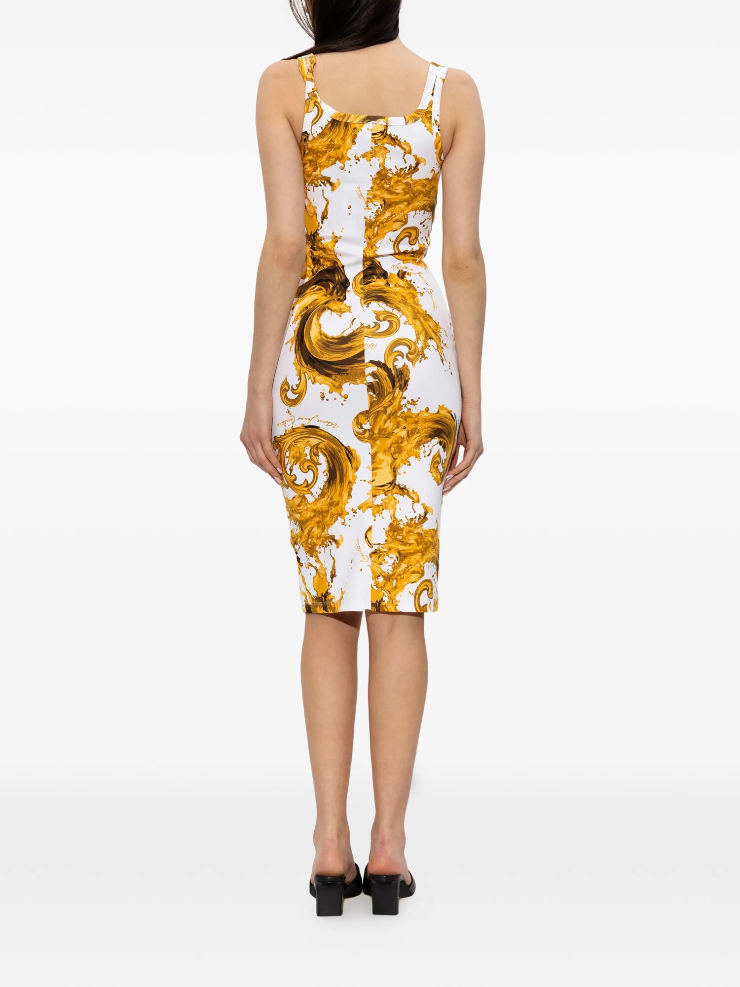 Платье Versace Jeans Couture Printed midi dress, размер 40, бежевый/белый — фото 1