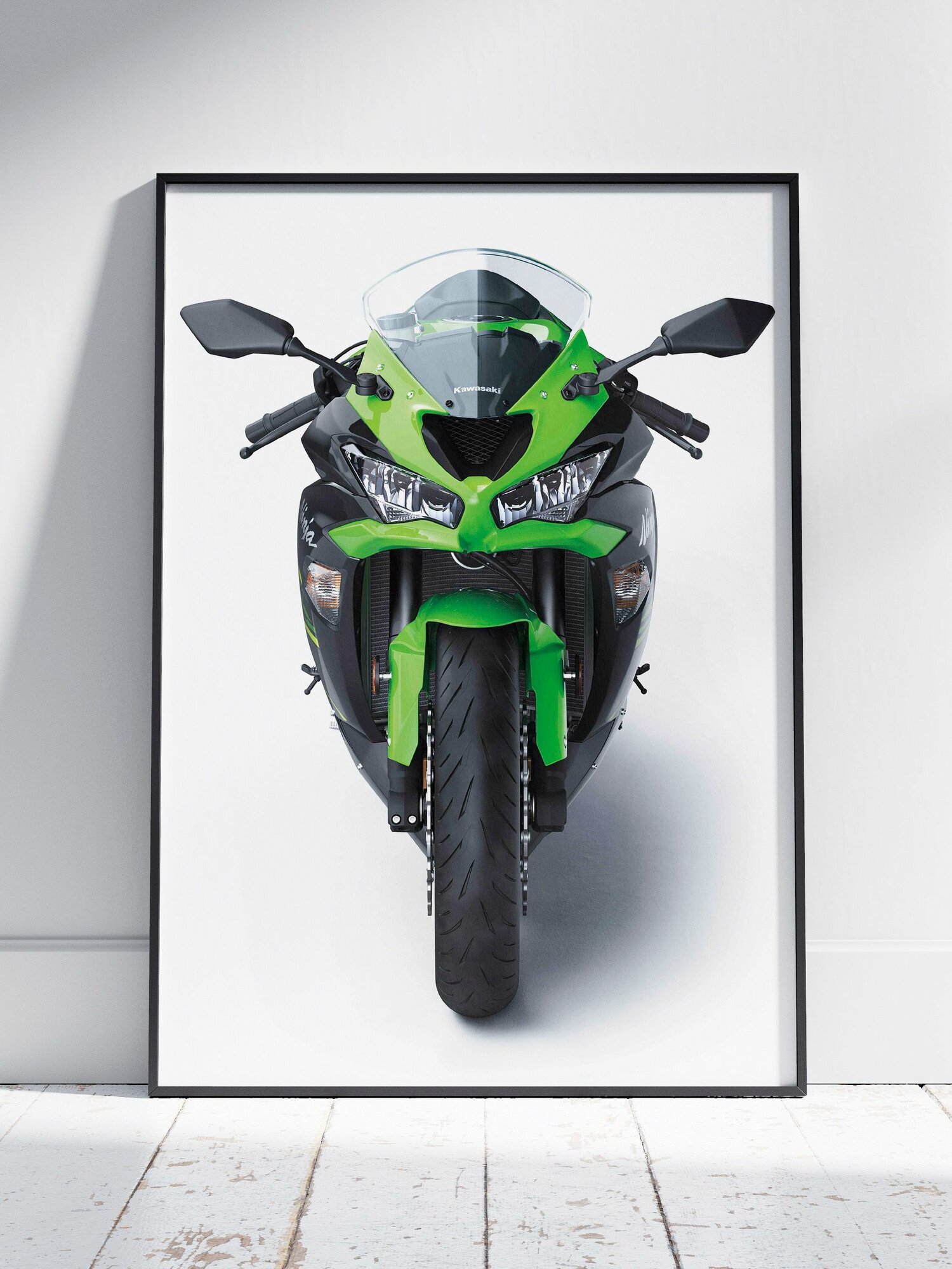 Плакат на стену для интерьера Техника и транспорт (Кавасаки ZX 10R Нинзя - Kawasaki ZX 10R Ninja 3) - Постер по транспорту формата A4 (21x30 см)