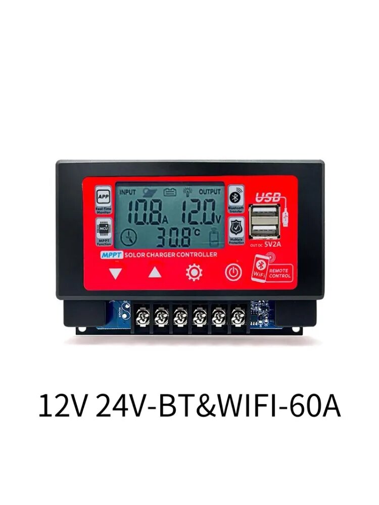 Солнечный контроллер MPPT 12V/24V 60A Bluetooth Wi-Fi