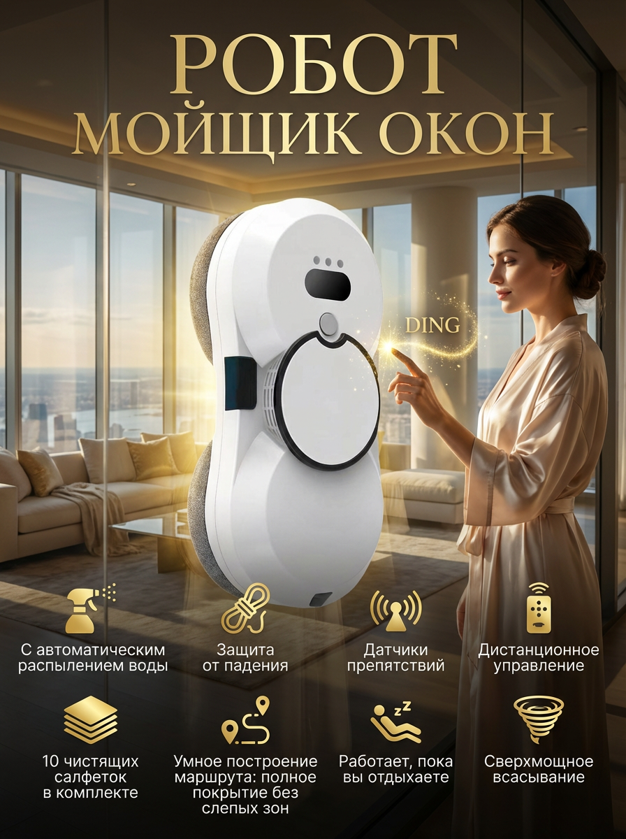 Робот мойщик окон с распылением; Робот мойщик окон мощный, стеклоочиститель для окон и стекол техника для дома я