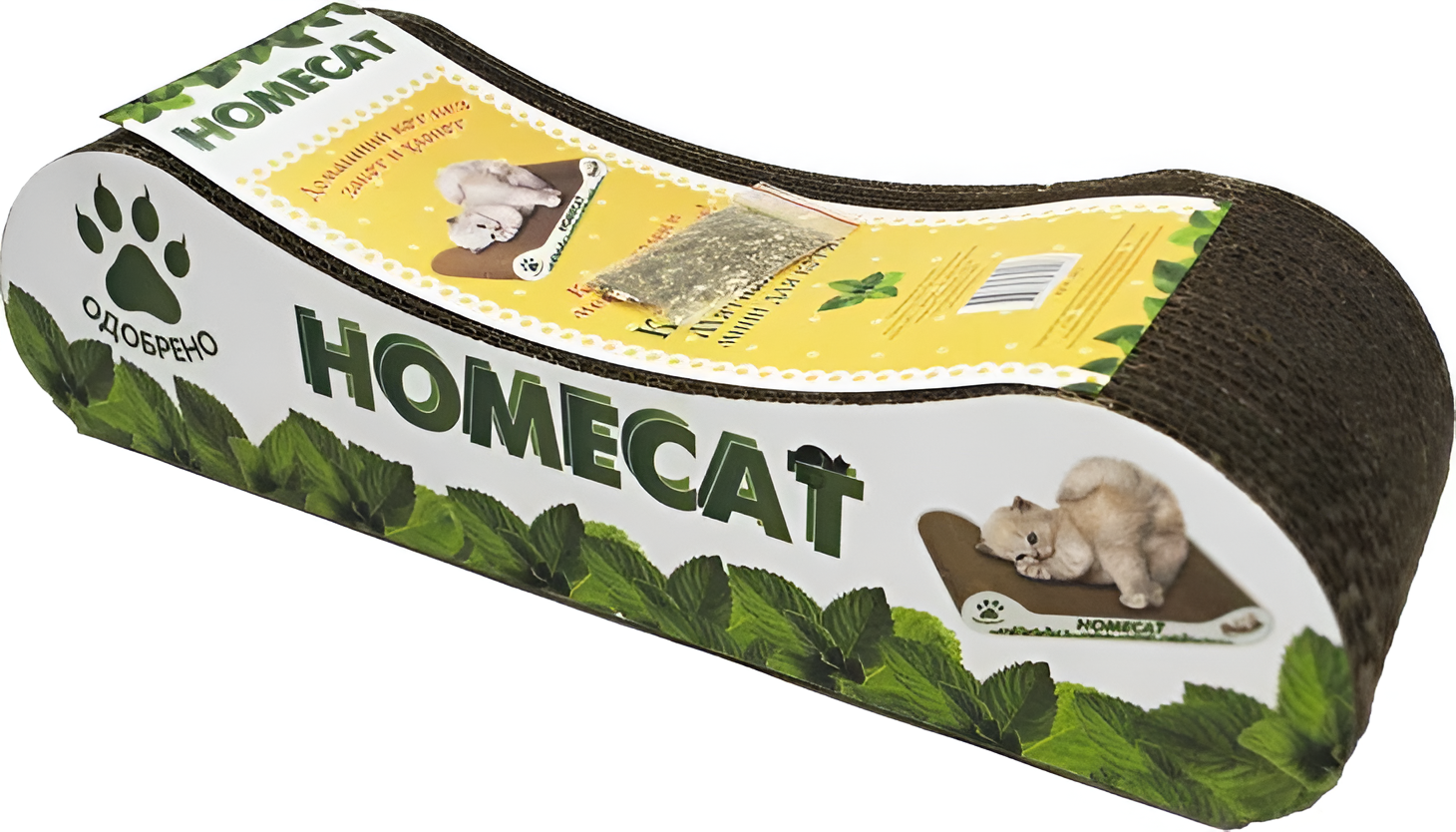 Когтеточка HomeCat "Мятная волна", доска, 41x12x10 см, для котят