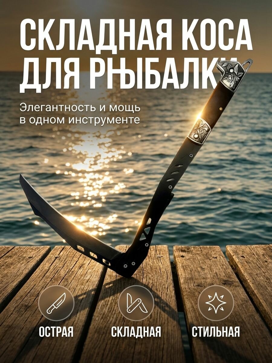 Серп Складной для рыбалки, длина лезвия 17,5 см, подарок для мужчин