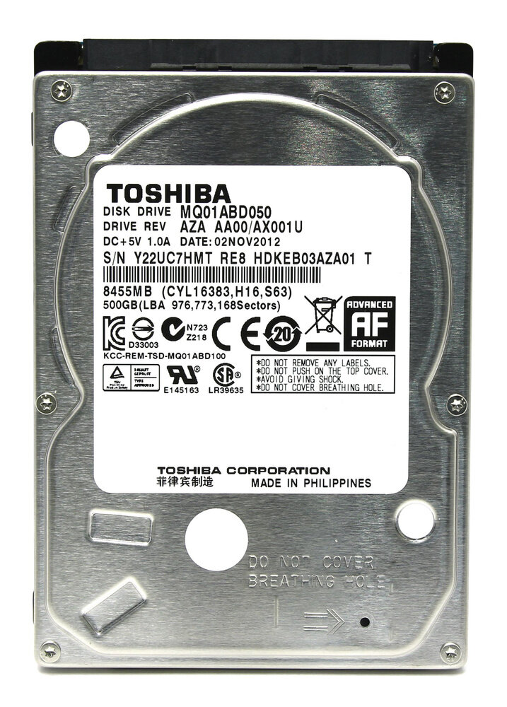 Внутренний жесткий диск Toshiba 500GB 2.5 HDD SATA II MQ01ABD050