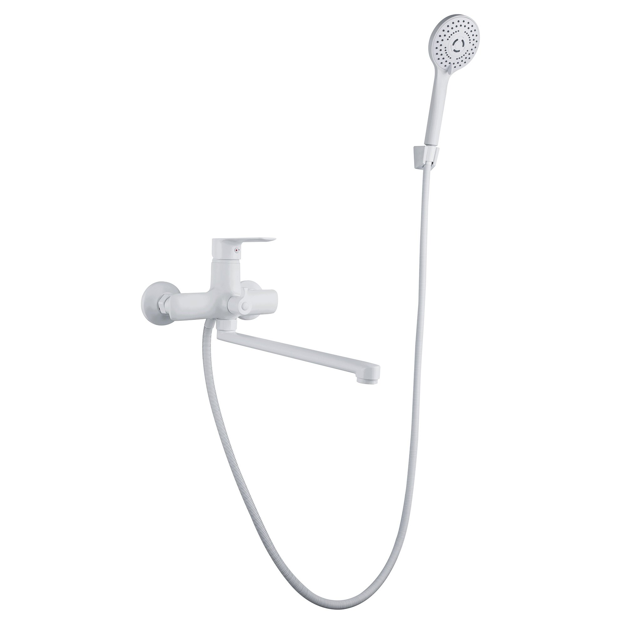 Смеситель для ванны с душем Tsarsberg TSB-25W-02, с длинным изливом, белый