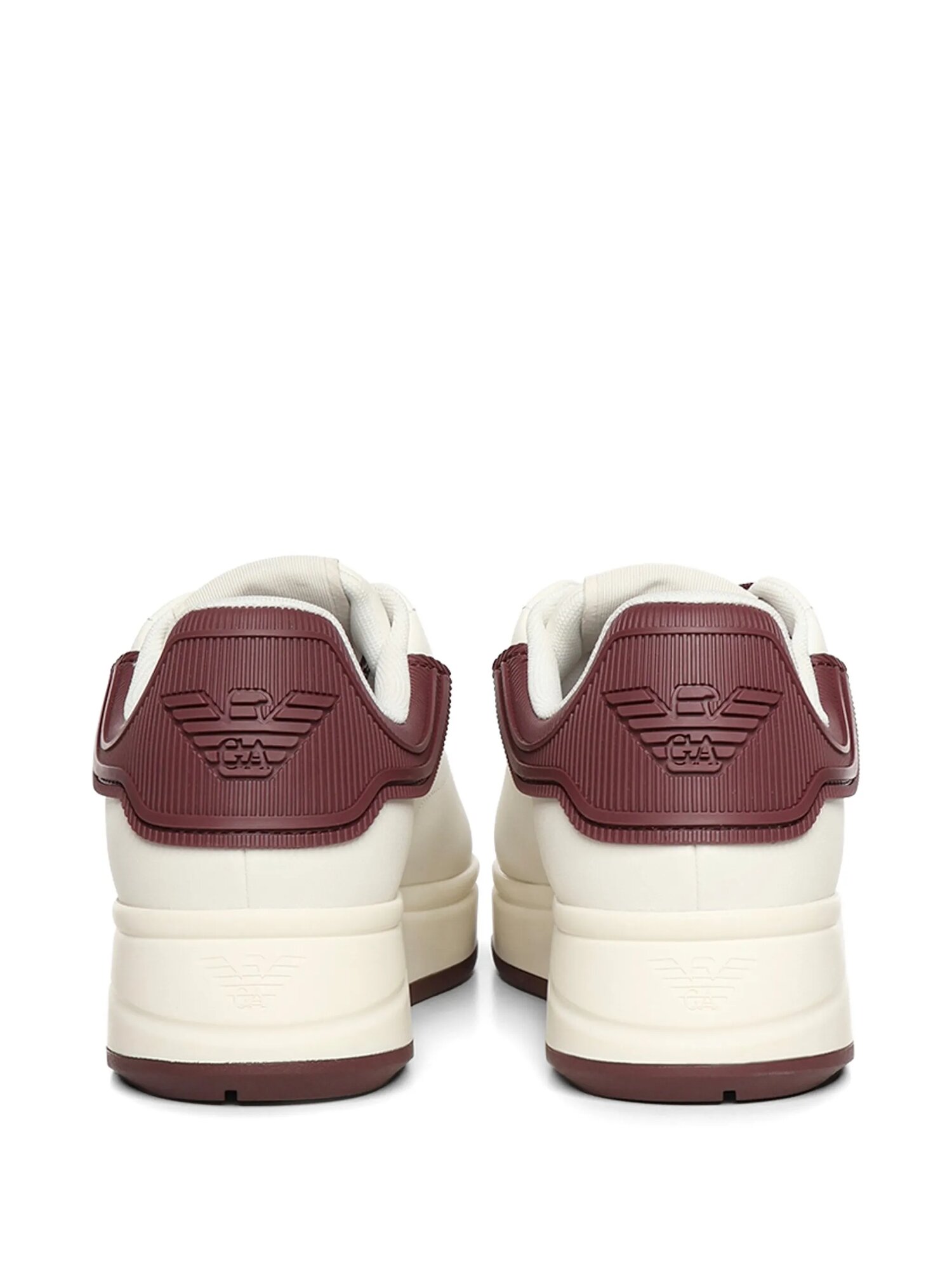 Кроссовки EMPORIO ARMANI Logo lace-up sneakers, размер 11, бежевый/белый — фото 1