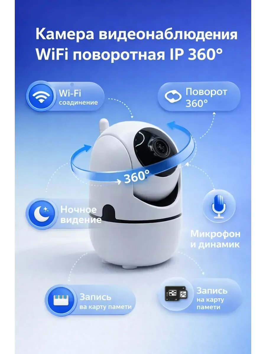 Камера видеонаблюдения WiFi поворотная IP 360