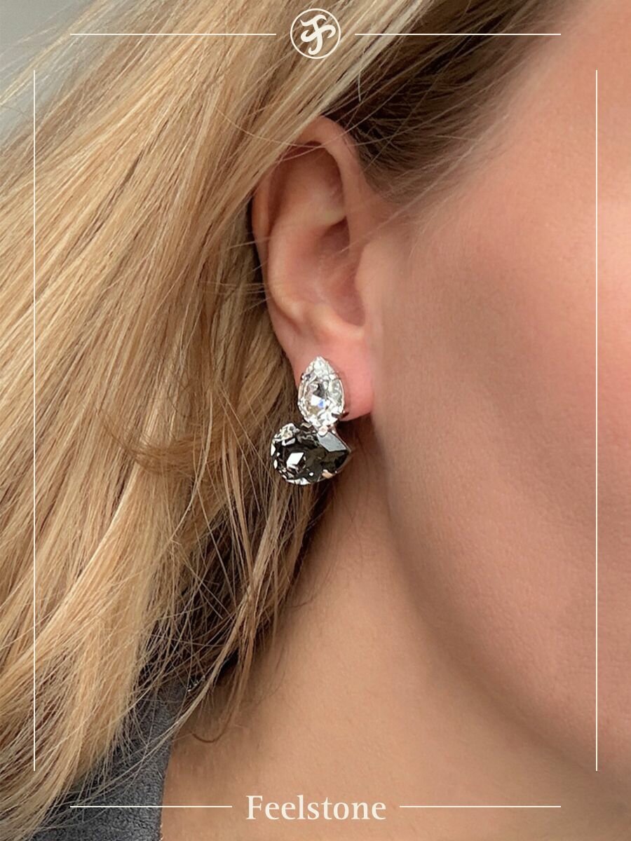 Серьги пусеты, кристаллы Swarovski